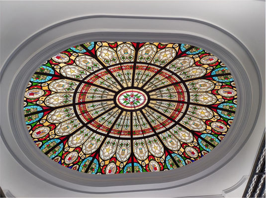 Hotel Mall Gothic Church Stained Glass Dome Ceiling Customized